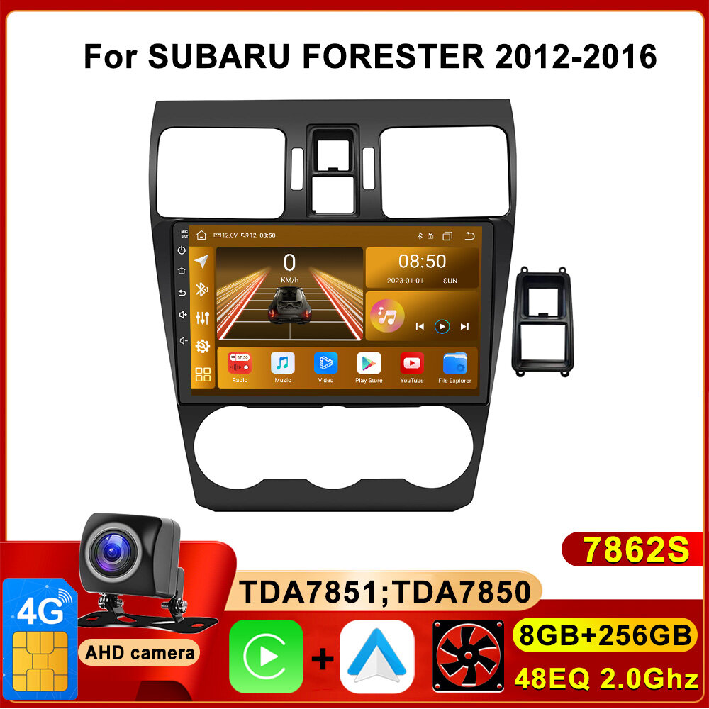 Автомагнитола для Subaru Forester IV (SJ) (2012-2015) / XV (2011-2015) (8 ядер 8+256GB 4G Модем, Sim-Карта, DSP, Carplay) Адаптация под Россию Автомагнитола для Субару Форестер