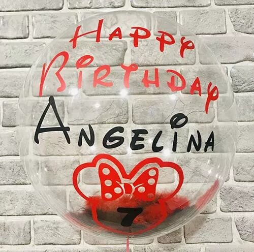 Гелиевые шары на день рождения "Шар bubble в стиле Минни Маус"