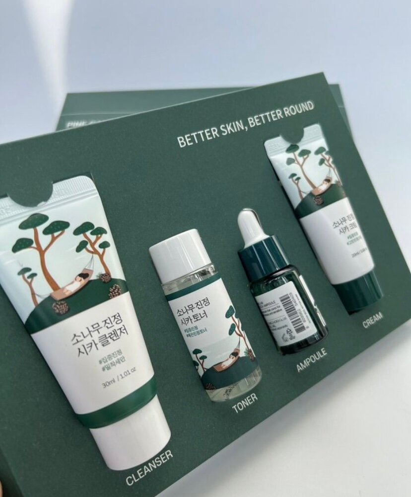 Набор Travel Round Lab "Pine Calming Cica", с экстрактом сосны, для успокоения кожи