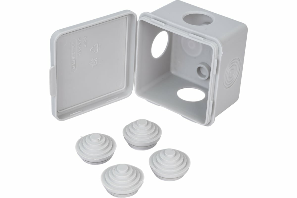 TDM SQ1401-0511 Распаечная коробка с крышкой ОП 65х65х50мм IP54 4 входа для шкафов