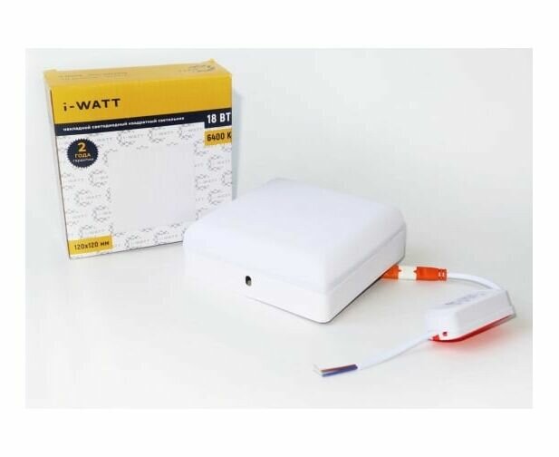 I-WATT светильник светодиодный накл. даунлайт 18W(1800lm) 6400K 6K квадрат 120x120x45 белый (CARLA) i-16109