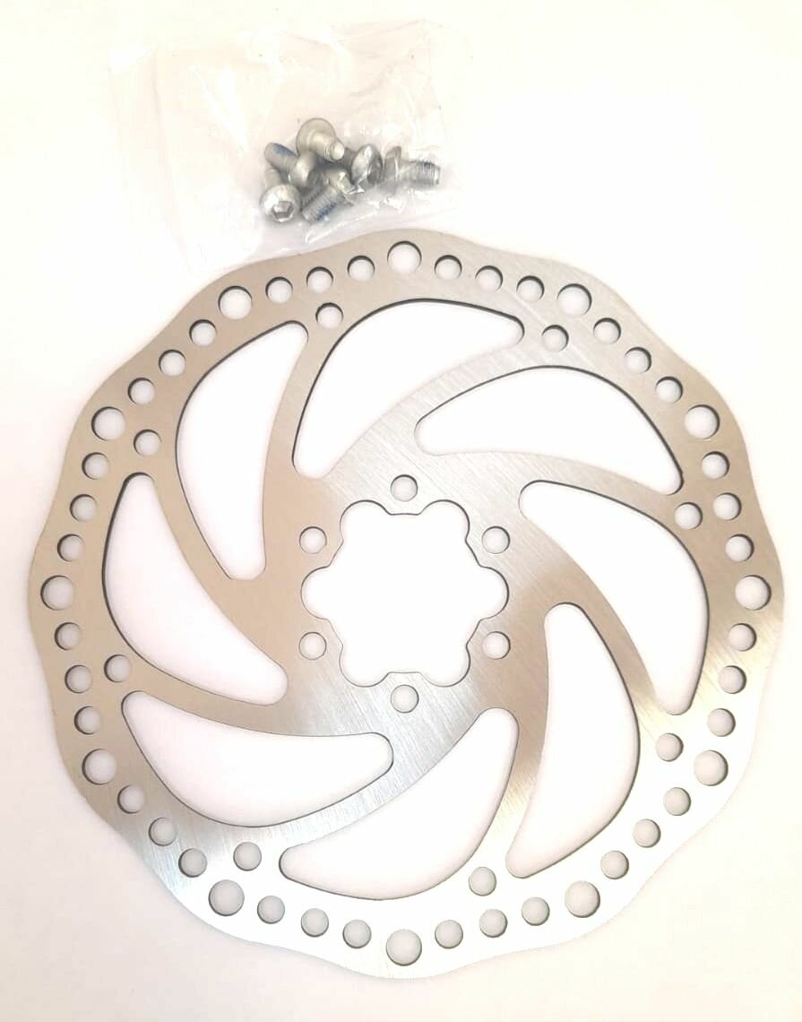 Тормозной диск велосипеда (ротор) 160мм Ventura для дисковых тормозных систем, под 6 болтов, нержавеющая сталь, серебристый