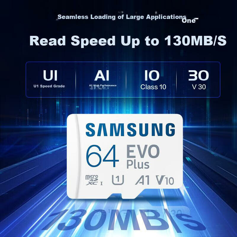 Карта памяти Samsung 64GB TF MicroSD EVO, U1 A1 V10 for Phones, Tablets, Dash Cams, Consoles, Read Speed 160MB/s