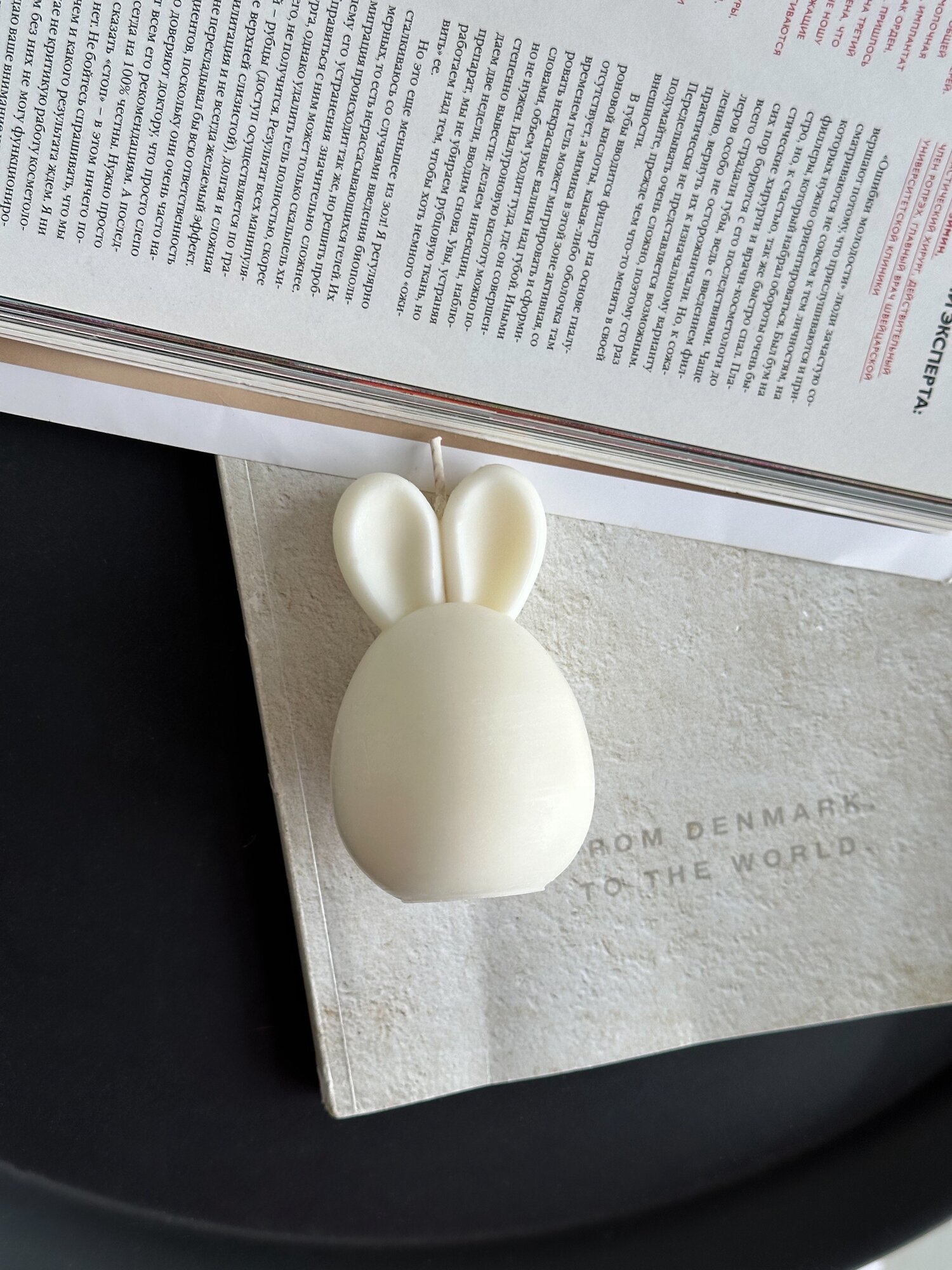 Свеча кролик | оливковый воск, ручная работа Aroma + Свечи | 10х6 см.