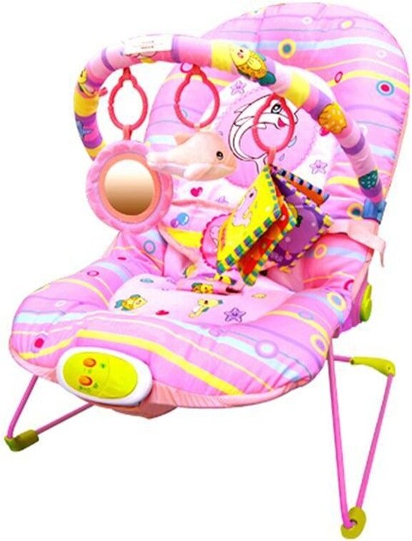 Шезлонг -качалка Розовый дельфин bouncer Stiony