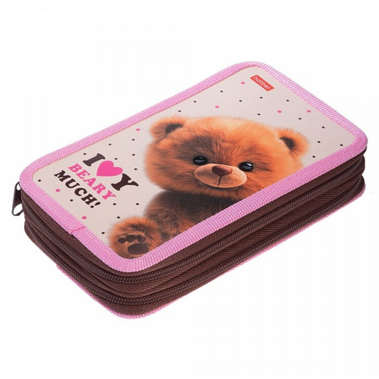 Пенал 2 отделения (Hatber) Пушистый мишка 190х110мм матовая ламинация 3D лак с таблицей умножения арт. NPn_47096