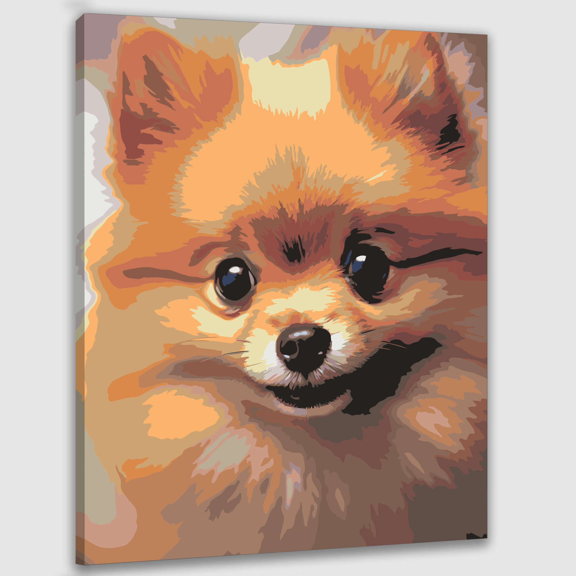 Картина по номерам 40x50 см, померанский шпиц, крупный план, пушистый ангел, четыре лапы, очаровательная мордочка