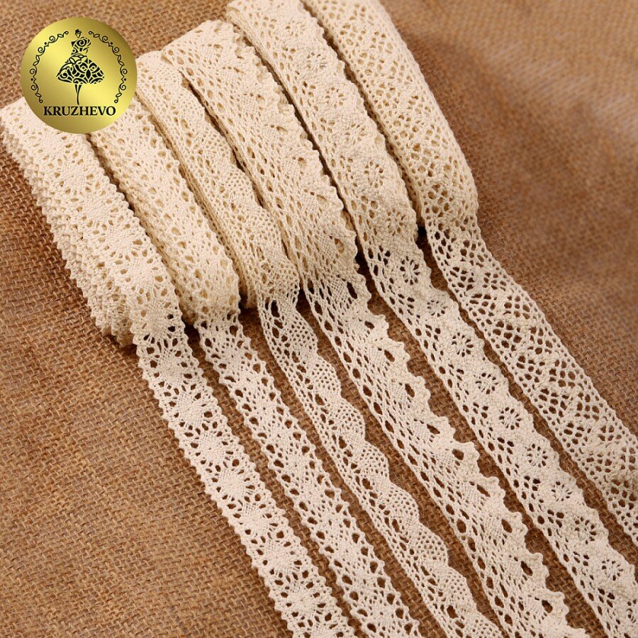 Набор вязаного кружева Kruzhevo N3 цв. молочный (6 дизайнов по 4,5м)
