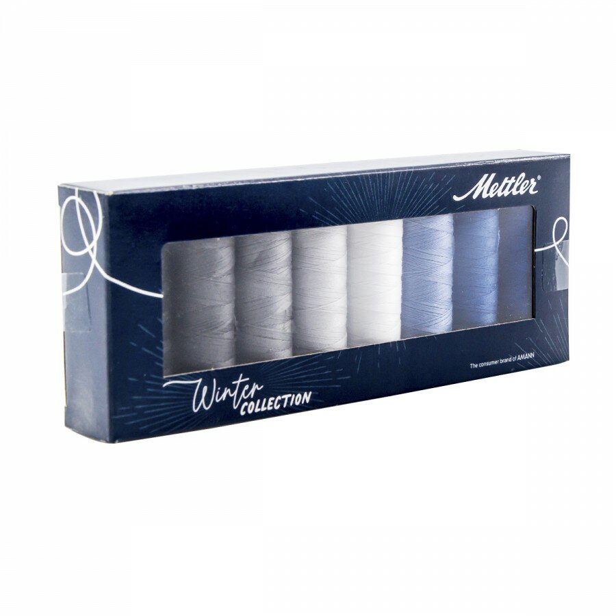 Набор с нитками Seralon Оттенки Зимы в подарочной упаковке, 8 катушек 4000; 0416; 0323; 0331; 2000; 1363; 1316; 1304