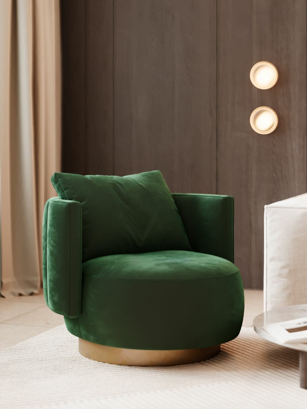 Кресло дизайнерское интерьерное PRIMO, крутящееся, велюр DREAM FOREST
