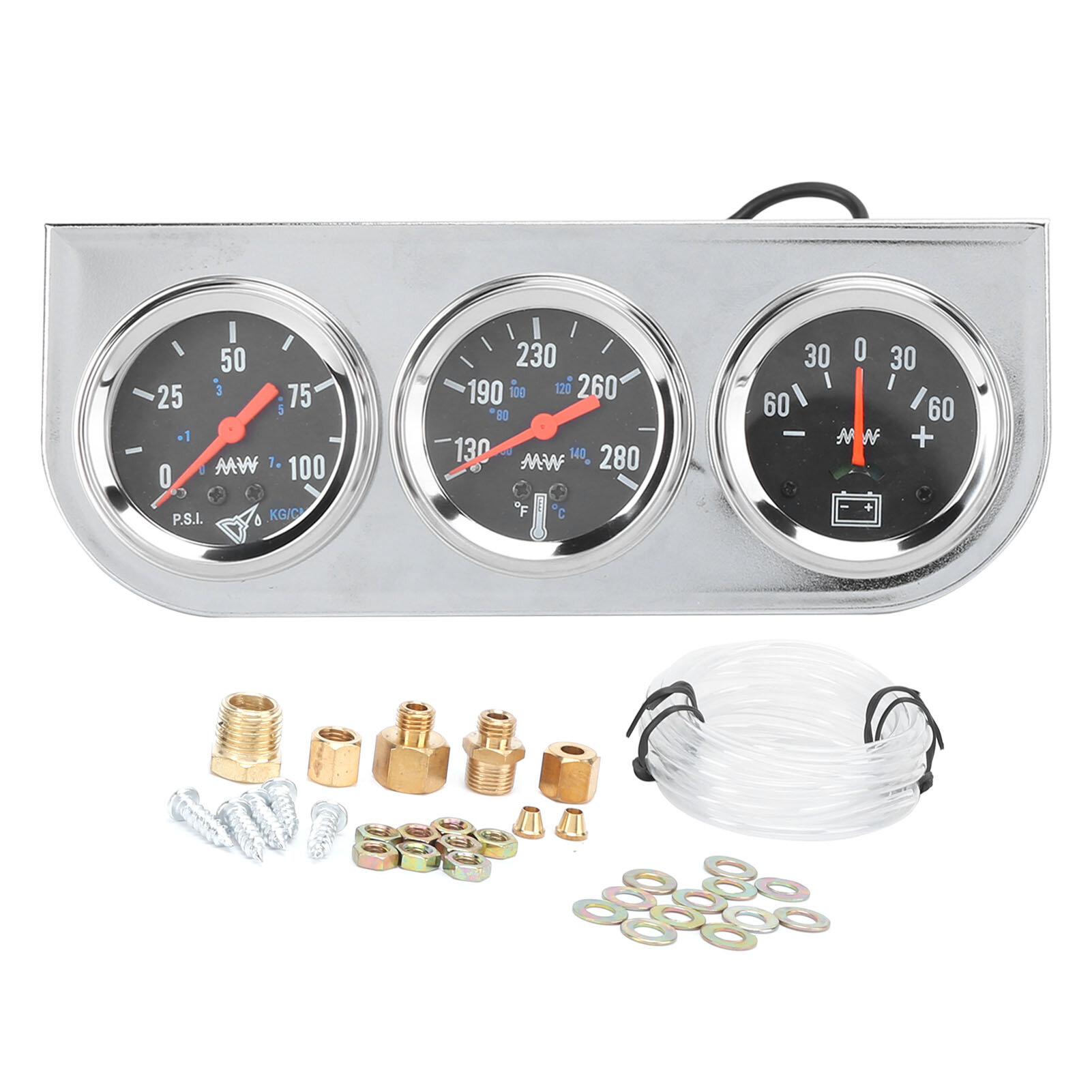 Тройной манометр 2 дюйма, 3-в-1: датчик температуры воды, давления масла, амперметр, универсальный для автомобилей, лодок и грузовиков с напряжением 12 В.