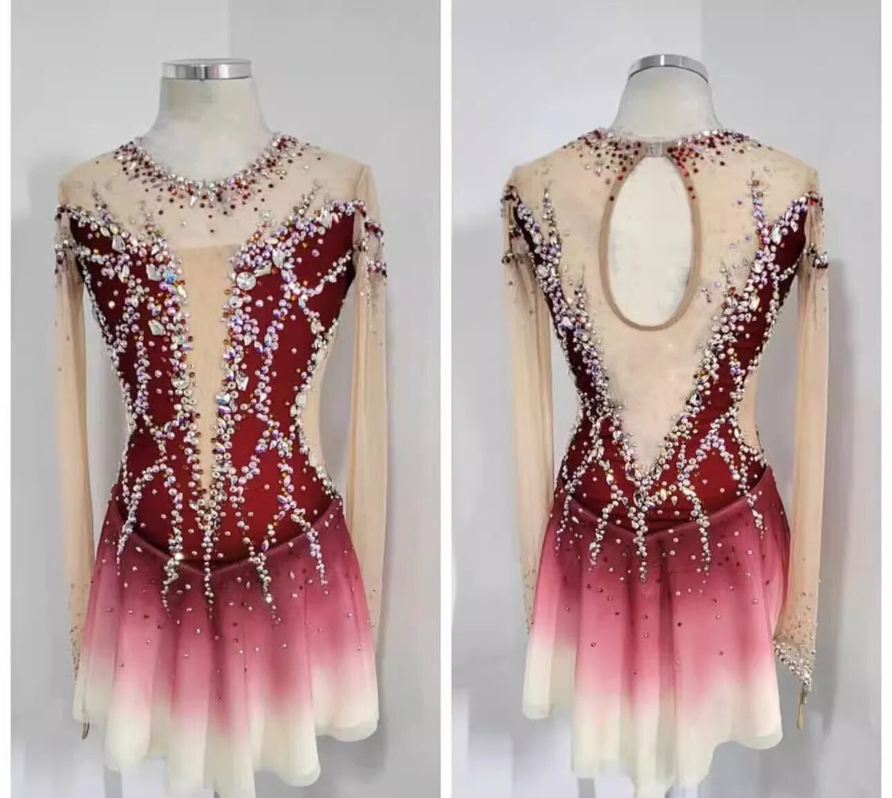 Женские платья для гимнастики и соревнований для девочек, платья, художественные платья для фигурного катания, платья для сценической танцевальной одежды L