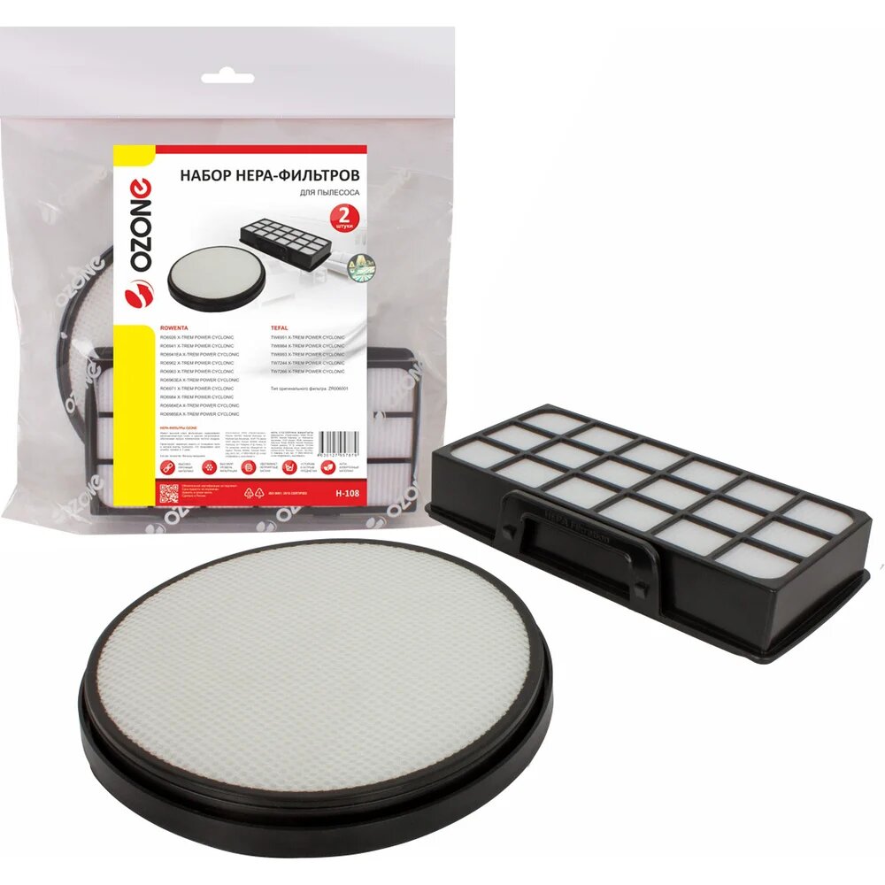 OZONE Набор HEPA-фильтров для пылесоса, 2 шт H-108