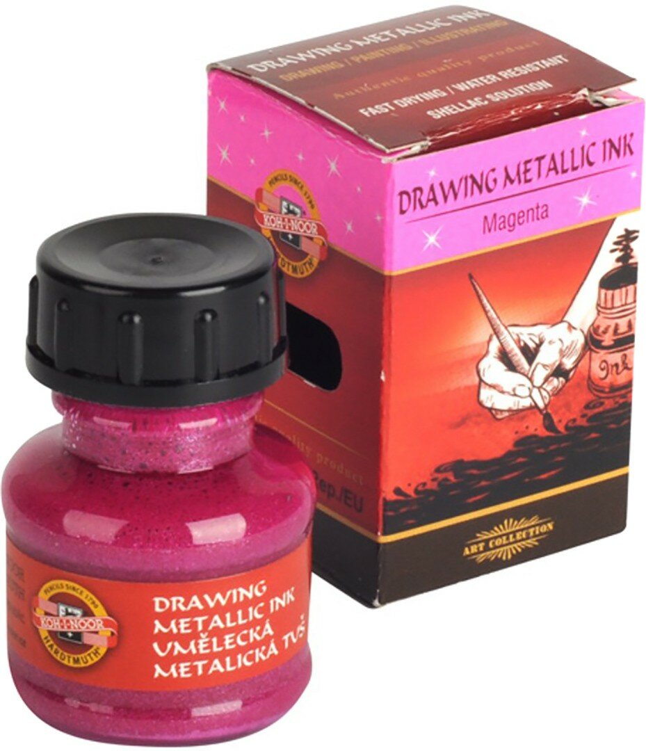 Тушь индийская, металлик маджента