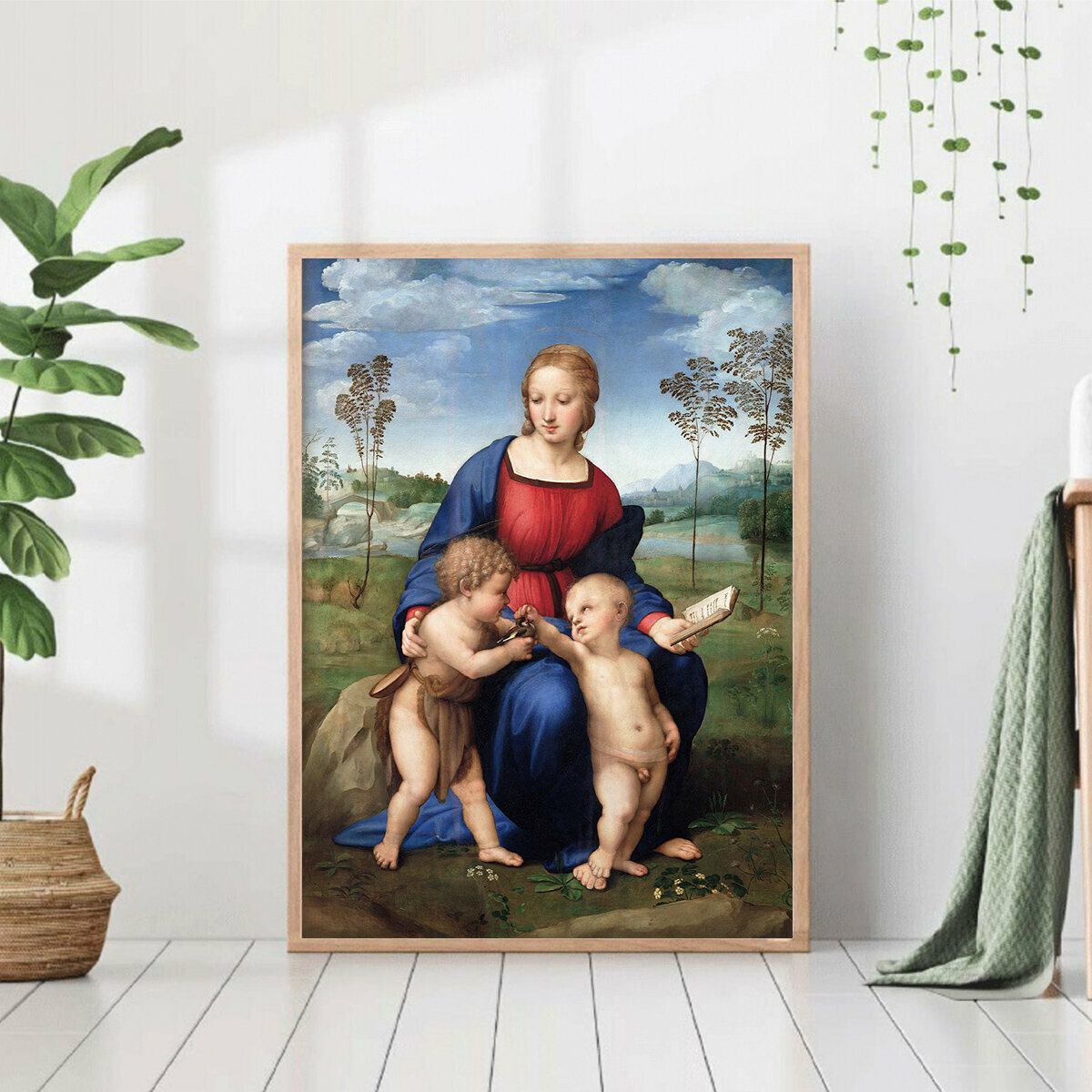 Постер "Мадонна со щеглом репродукция" 40x50 без рамки на стену для интерьера