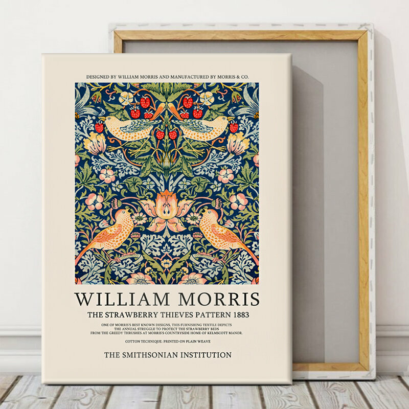Картина на холсте 50х70 см "Уильям Моррис клубничные воришки репродукция", на стену для интерьера