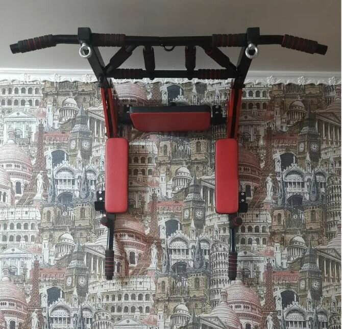 Турник брусья пресс 3 в 1 Мультихват Усиленный Черно-красный