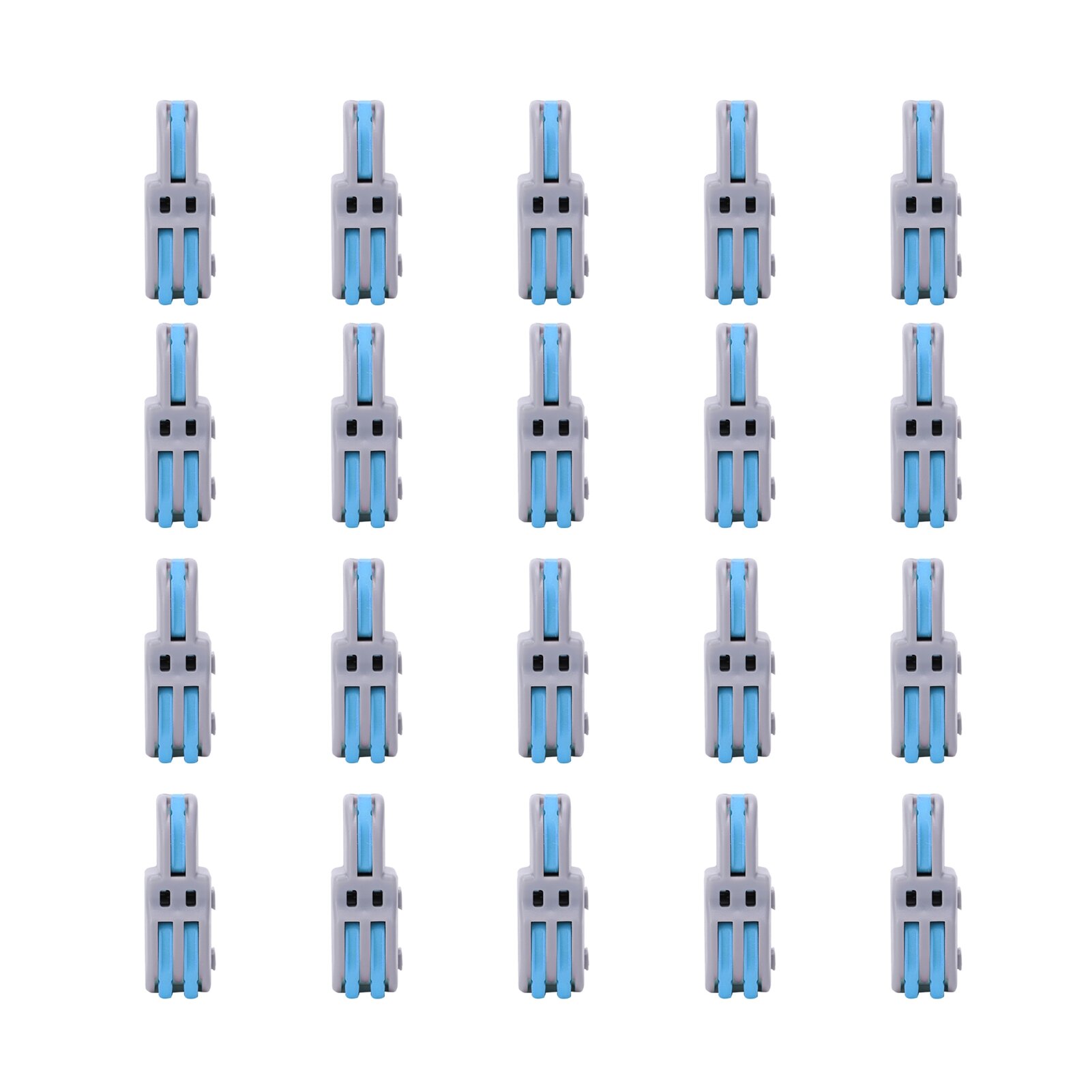 20Pcs Quick Terminal Block 1 in 2 out Wire Connector TShape PushType Wiring Splitter SPLF12A(Blue )