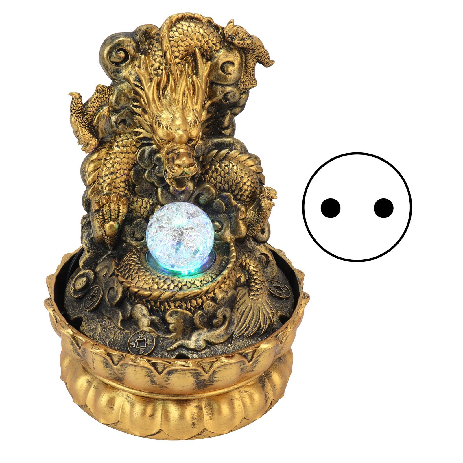 Статуэтка дракона из смолы, светодиодный настольный фонтан, декор для дома и офиса, поделки, подарки, вилка EU 220 В.