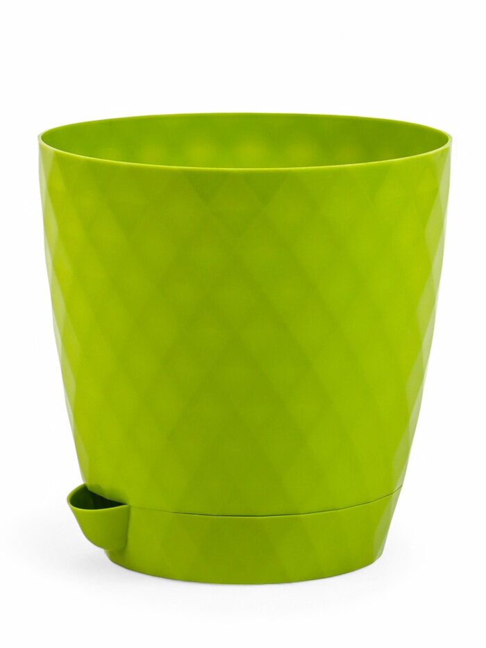 Горшок для растений, с прикорневым поливом «Румба», 1.5 л, d=14 см, h=14.5 см, пластик, цвет киви