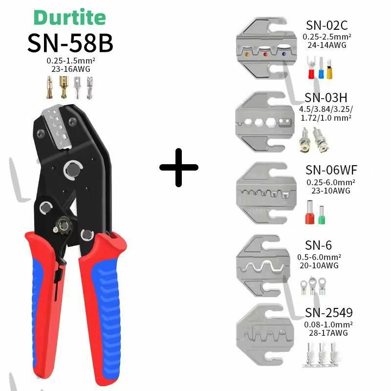 Обжимные клещи и набор сменных матриц SN-58B, 6 инструментов