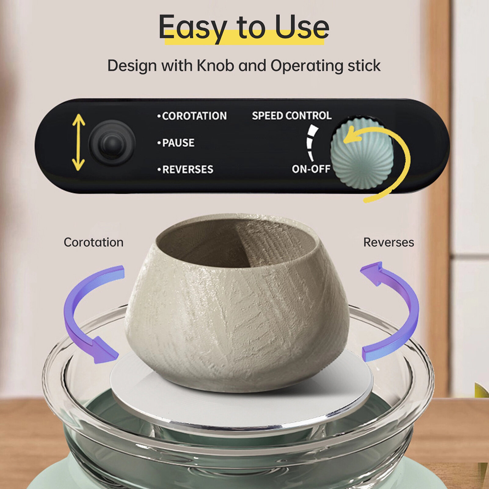 Мини-комплект гончарного круга для детей и взрослых, гончарное искусство, глиняный поворотный круг 4,7 дюйма, электрический гончарный круг с лепестковой поддержкой и регулировкой скорости