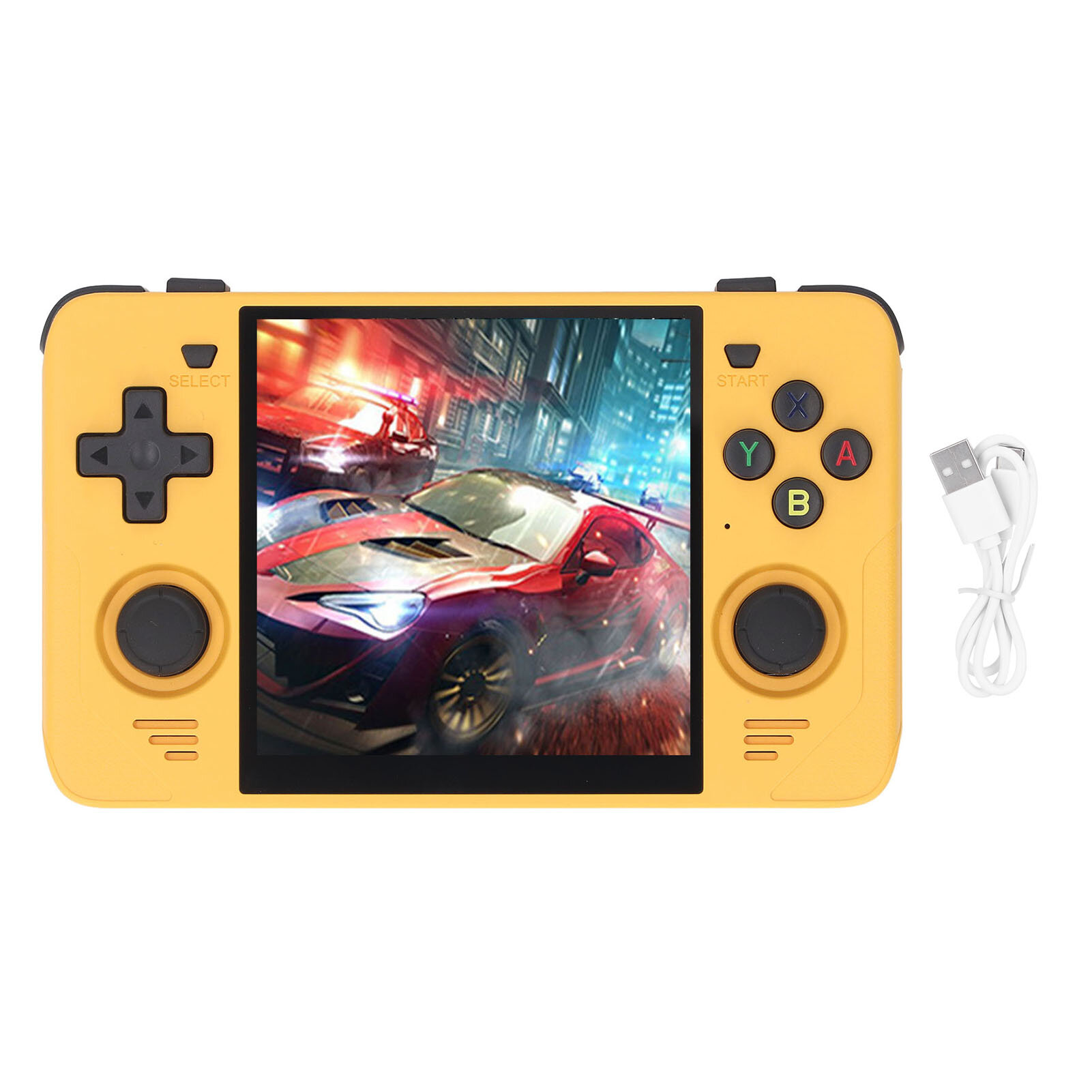 Управляемая игровая консоль 4 -дюймовая экрана IPS LPDDR4 1 ГБ Портуальная ретро -консоль видеоигр с 3D джойстиками для детей мальчиков Желтые 16G и 128G