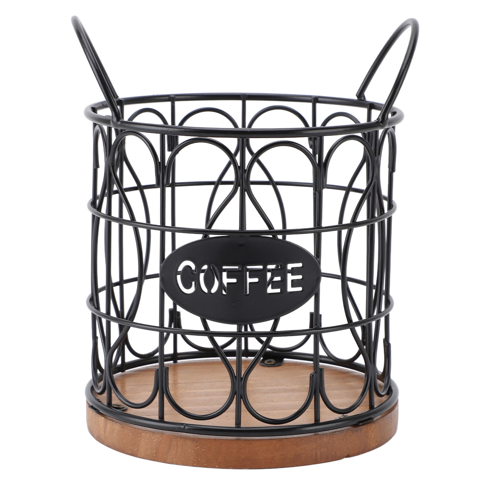 Кофейная корзина декоративная круглая капсула кофейного капсулы с деревянной основой для кафе кухонной столешницы Black