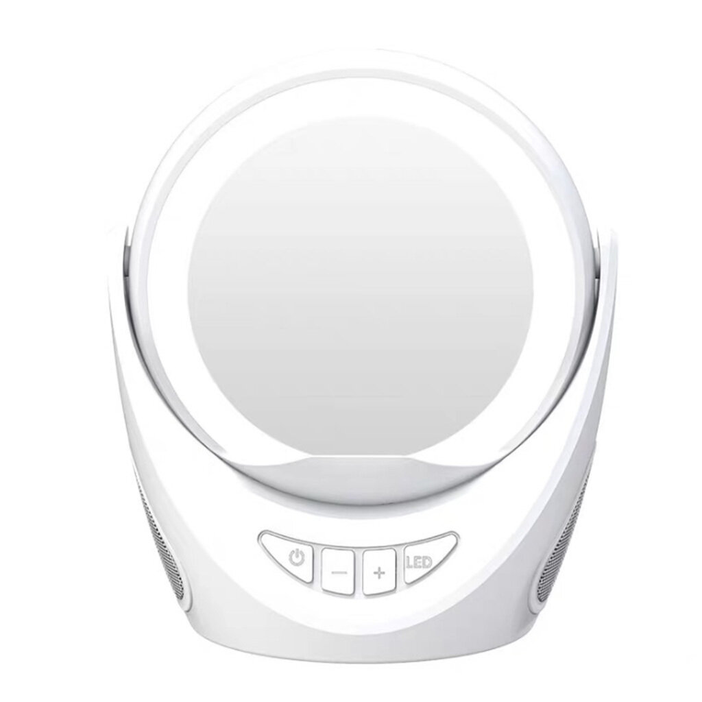 (1 шт.) Светодиодный индикатор беспроводной зарядки со световым зеркалом для макияжа, настольный Bluetooth-динамик-белый