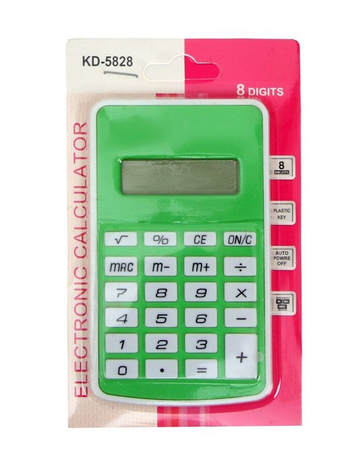 Калькулятор карманный, 08-разрядный 5828, корпус зеленый