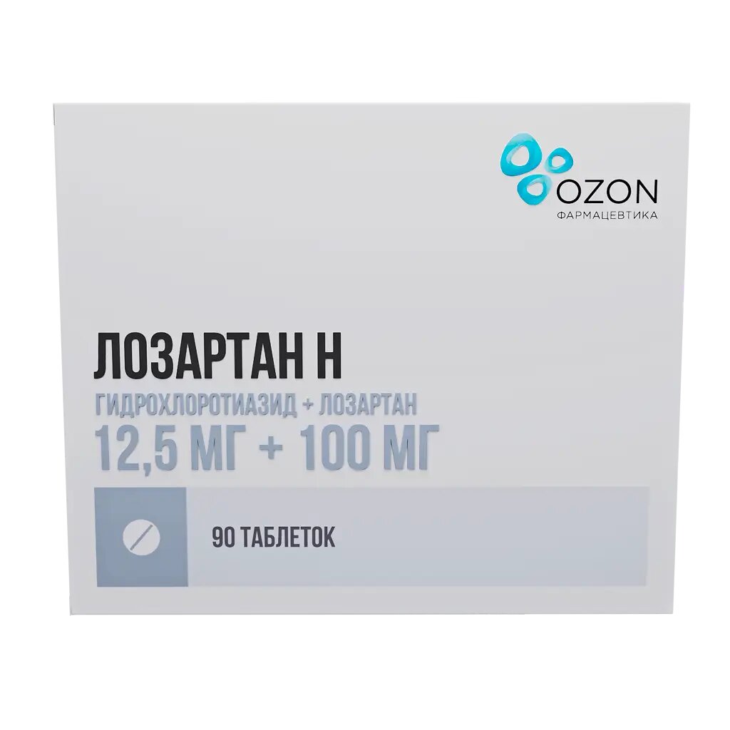 Лозартан-Н таблетки покрыт. плен. об. 12,5 мг+100 мг 90 шт