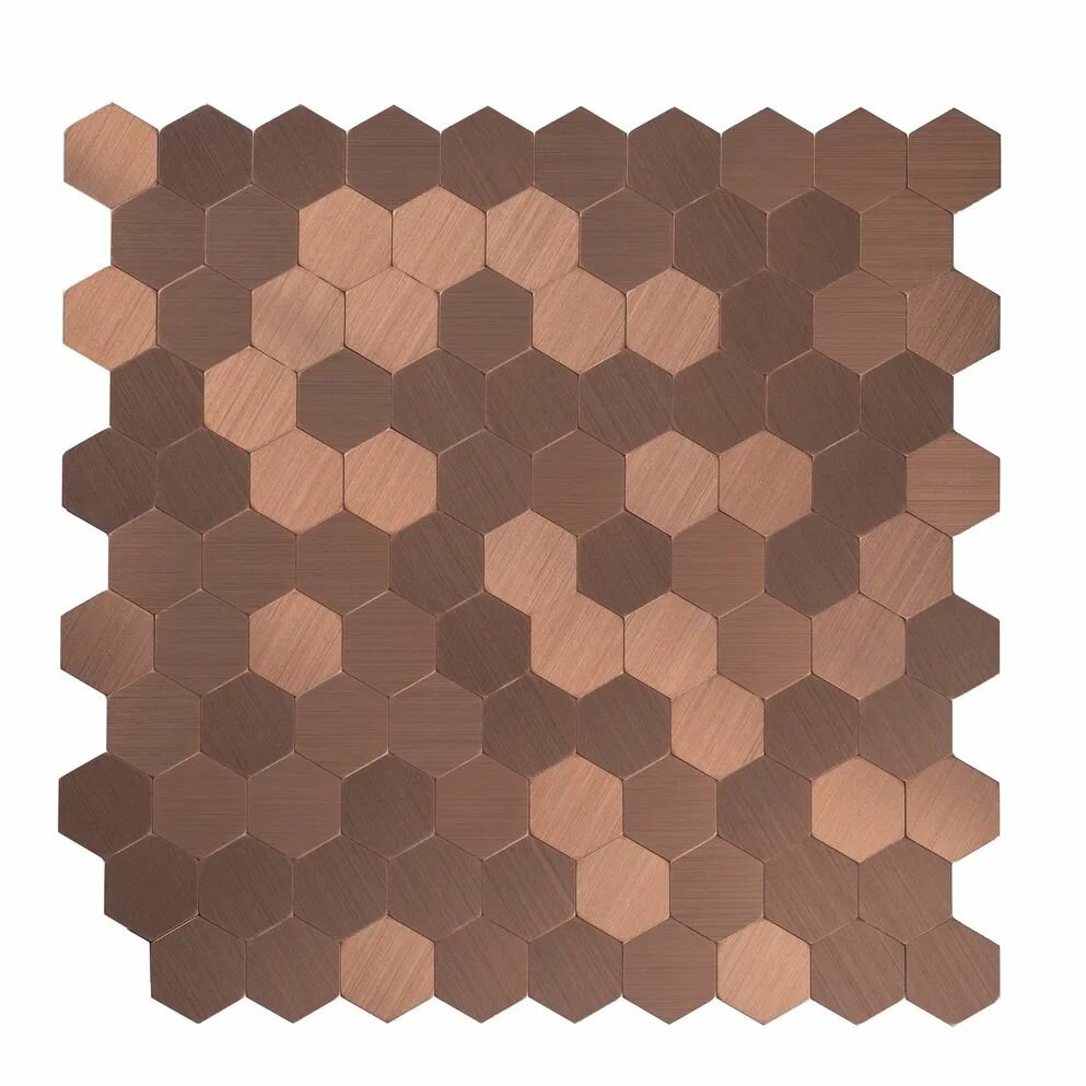 Плитка мозаика КерамограД самоклеящаяся алюминевая для стен кухни и фартука, влагостойкая износостойкая, 30х30см / 1 сетка