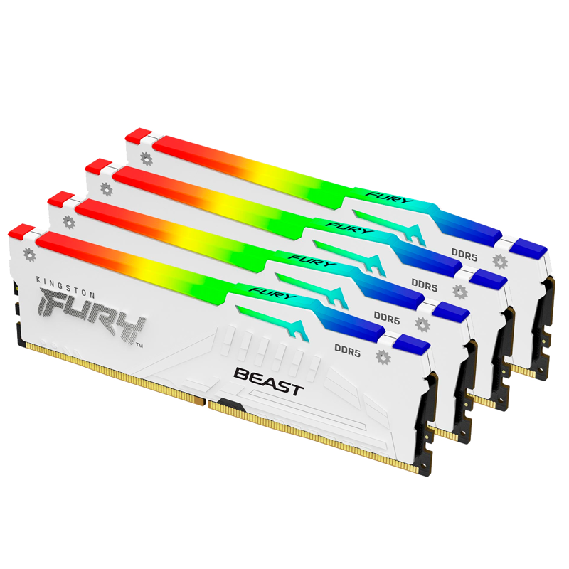 Оперативная память Kingston 64GB 6000MT/s DDR5 CL40 DIMM (Kit of 4) FURY Beast White RGB XMP (Kingston KF560C40BWAK4-64)
