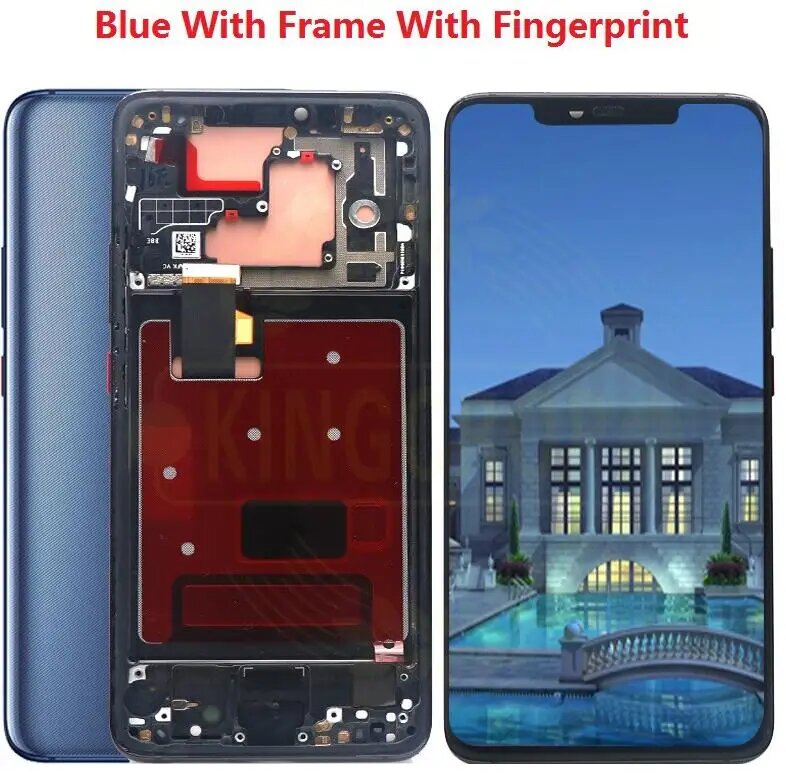 ЖК-дисплей с рамкой для Huawei Mate 20 Pro, дигитайзер сенсорного экрана в сборе Mate 20Pro, Huawei Mate 20, Mate20 Pro Blue frame Finger