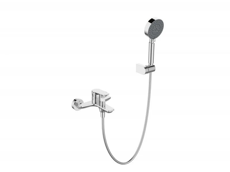 Смеситель для ванны с душем BelBagno Ancona ANCONA-VAS/DFS-CRM с душевым гарнитуром, настенный, однорычажный, хром, глянцевый, латунный, с керамическим картриджем