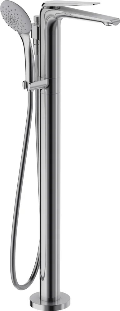 Напольный смеситель для ванны с душем Jacob Delafon Avid E97367-CP с душевым гарнитуром, хром, глянцевый, латунный, с керамическим картриджем