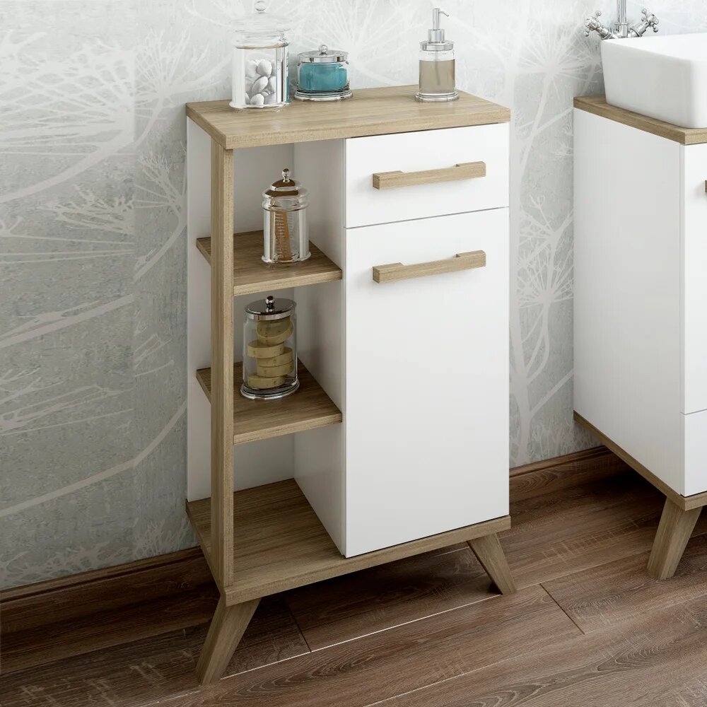 Тумба Sanflor Ингрид подвесная, напольная, 50 см, с выдвижными ящиками, белая, с доводчиками