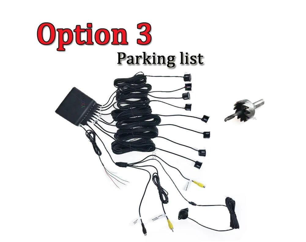 Автомобильный датчик парковки, Видеосистема слепой безопасности с 8 камерами, Парктроник, с функцией ночного видения, 2 камеры, Gray, Option 3