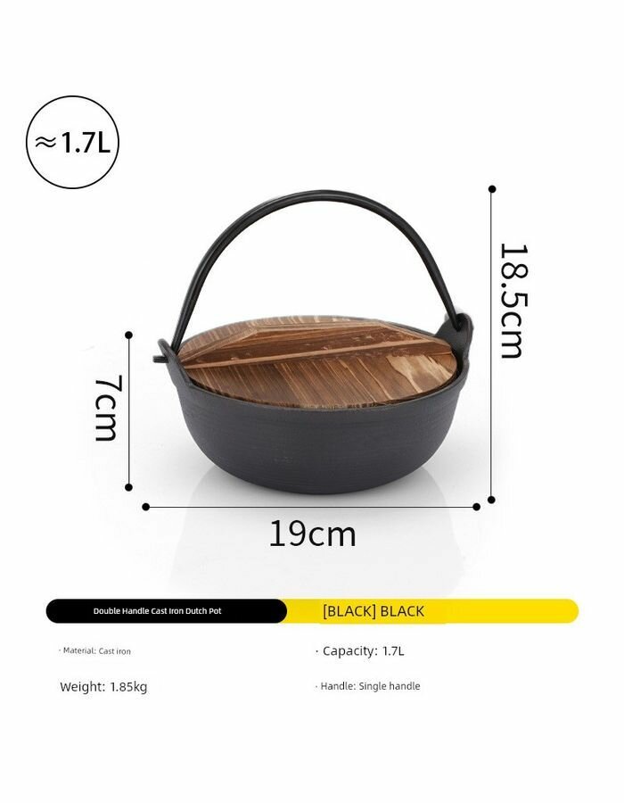 Чугунный котелок для кемпинга с треногой 19 см, прочный, для костра и пикника