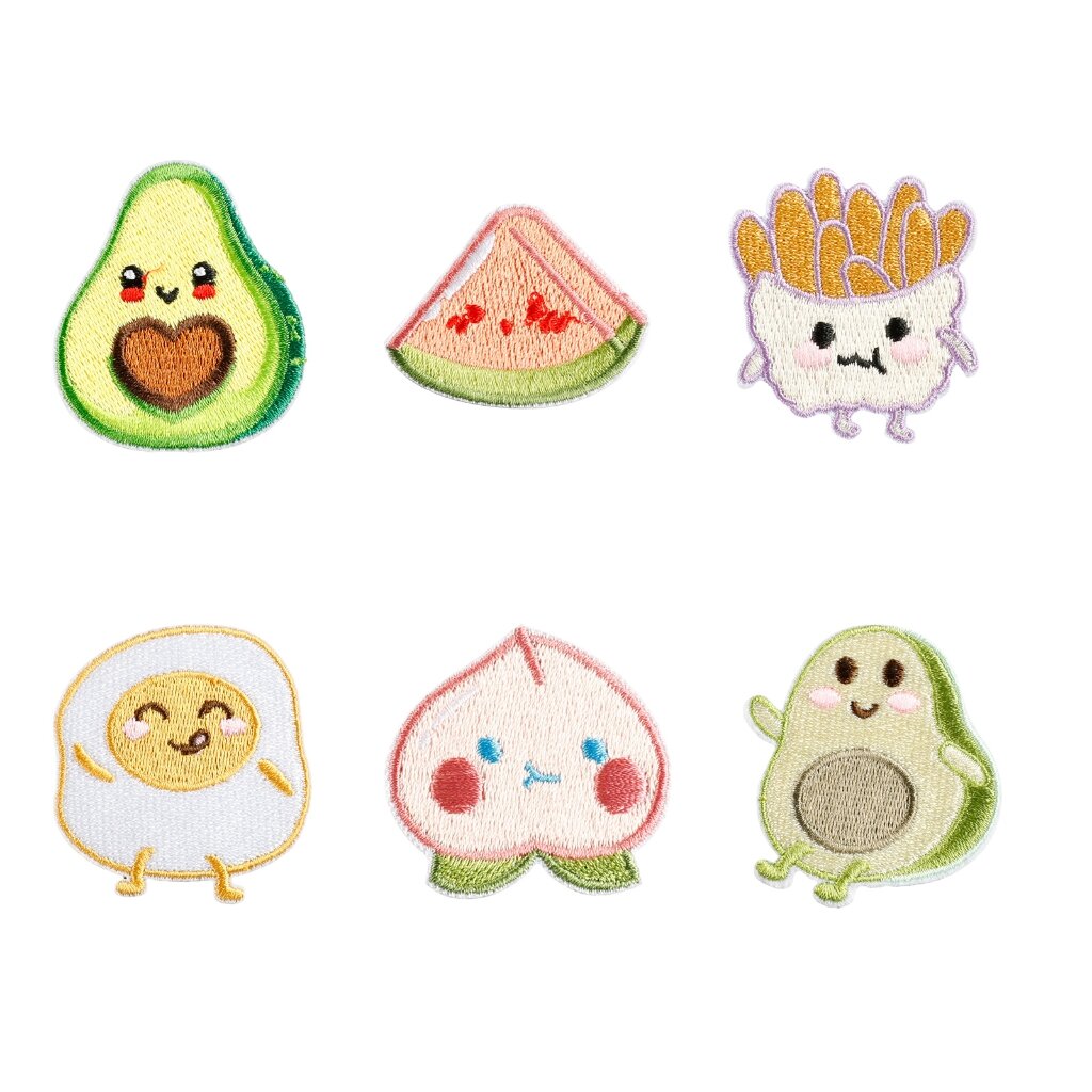 6 Шт Нашивки с Вышивкой в виде Персика, Нашивки для Шитья Картофеля Фри, Нашивки с Утюжком, Нашивки С Аппликацией, Пришивные Нашивки для Одежды