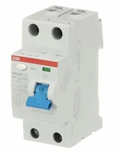 Выключатель дифференциального тока УЗО ABB 2 модуль F202 АС 63/0,1 2CSF202001R2630