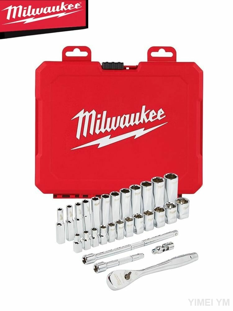 Milwaukee 4932464943 1/4" Drive 28 шт. Набор храповых ключей и насадок Аксессуары для переносного инструмента с антипрокатным механизмом