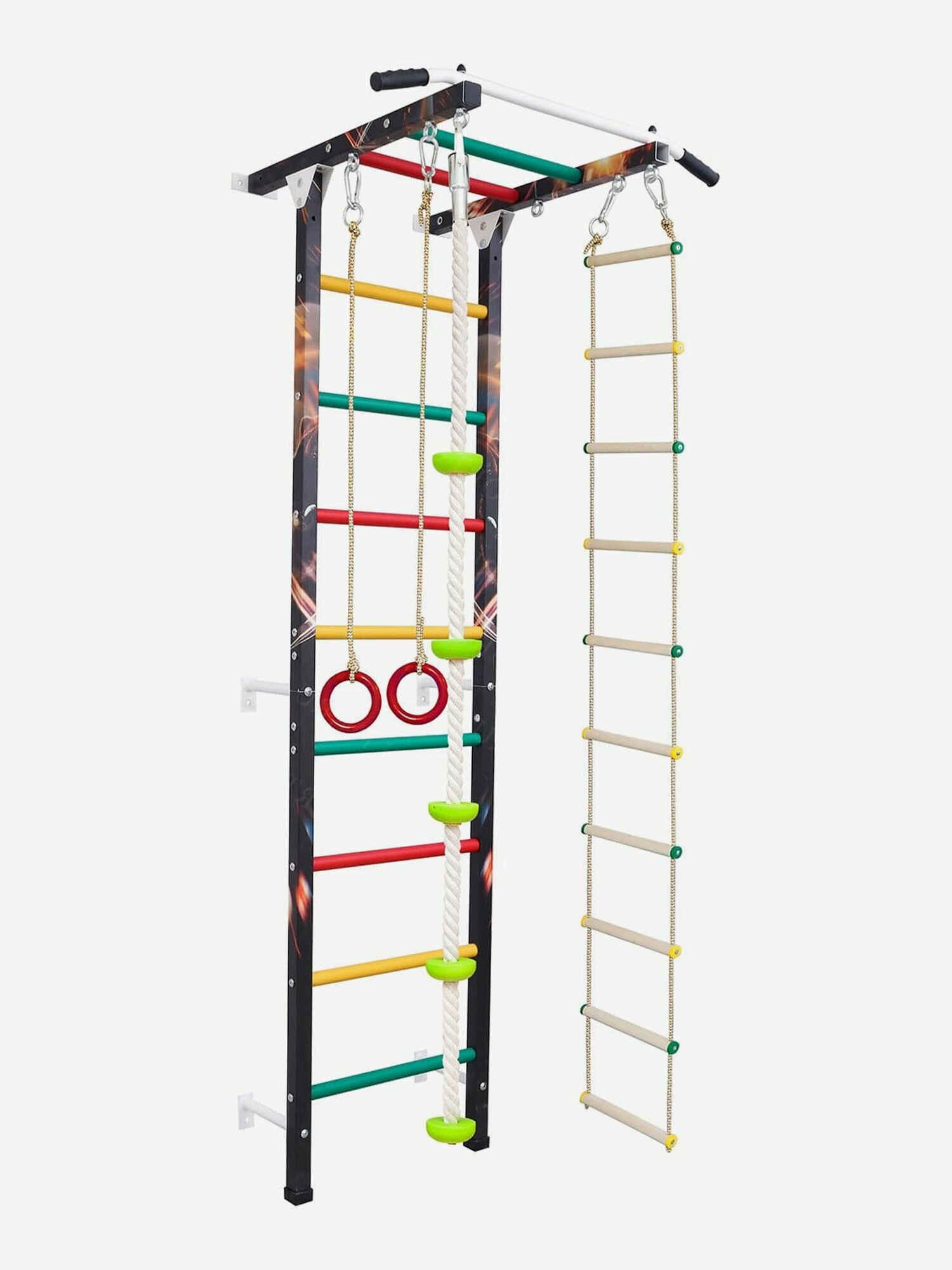 Шведская стенка WestSport "Fire" с турником, веревочной лестницей, кольцами, канатом с упорами, тарзанкой