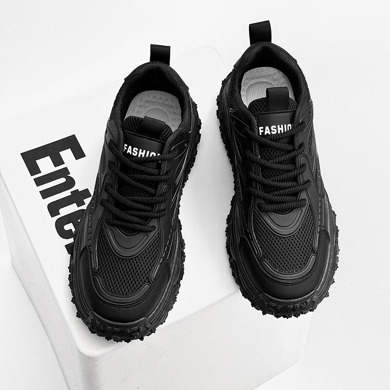 AIS Кроссовки Мужчины Весенняя Декоративная Вышивка Кожа/S8099 black