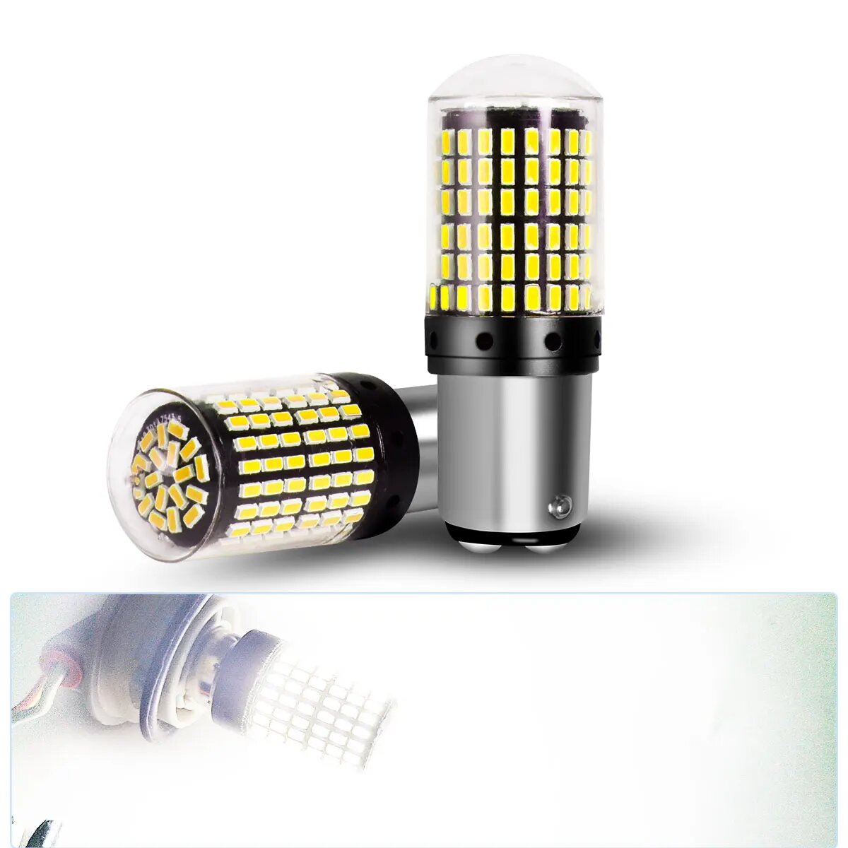 Комплект Из 2 Светодиодных Ламп BA15S Для Стоп-сигналов И Задних Фонарей 2PCS BAY15D White