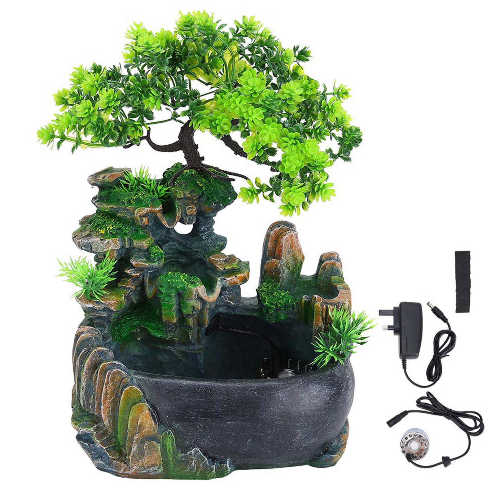Небольшой рокарий с распылителем-фонтаном Водопад Туман Водяной насос с британской вилкой 220–240 В Распылитель 100–240 В