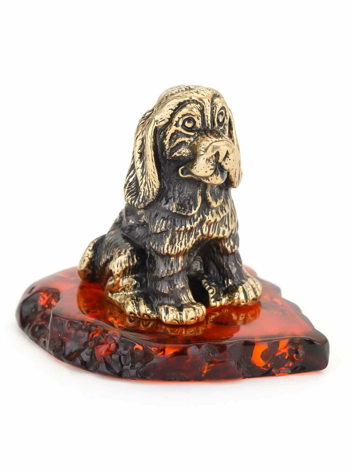 Сувенирная фигурка - Собака Бигль, Балтийский Янтарь, 4,0 см