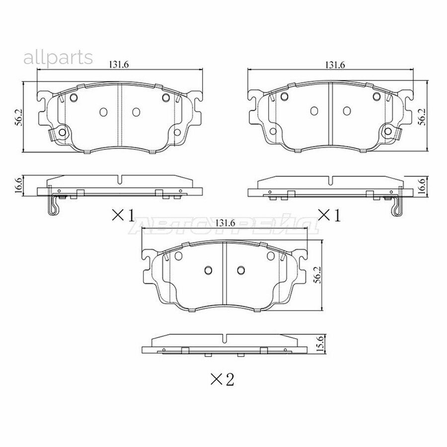SAT ST-28-0065 Колодки тормозные (Спереди) Mazda 626 97-02 / Capella 87-02