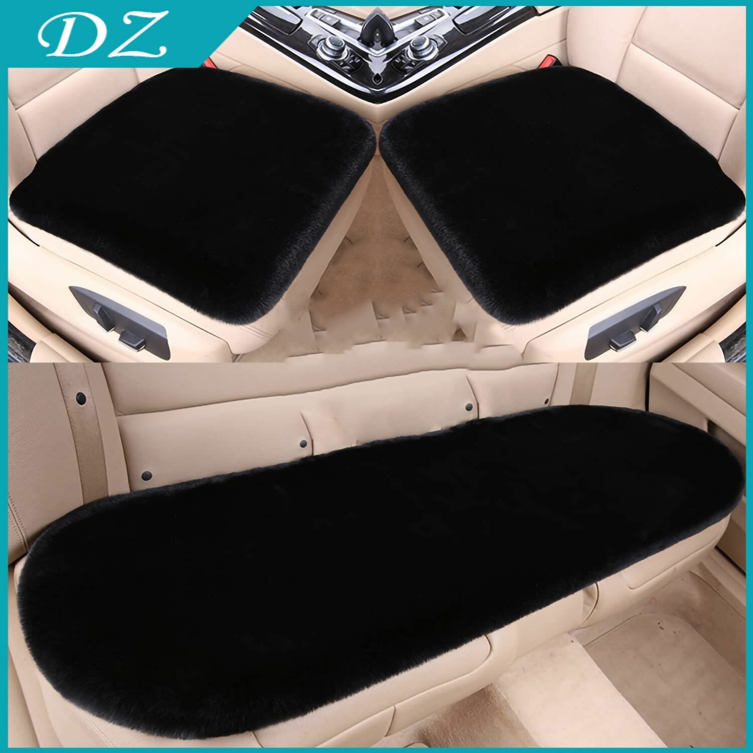 Меховые накидки на сиденье автомобиля универсальные, на Салон полностью, Передние сиденья, Мех искусственный, 3 шт.