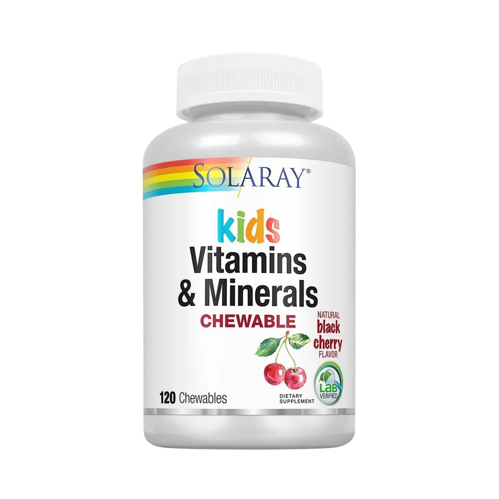 Solaray Children's Multi-Vitamin Детские витамины и минералы вкус черной вишни, 120 жевательных пастилок